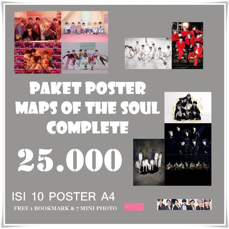 Jual PAKET POSTER BTS MAPS OF THE SOUL COMPLETE | Shopee Indonesia