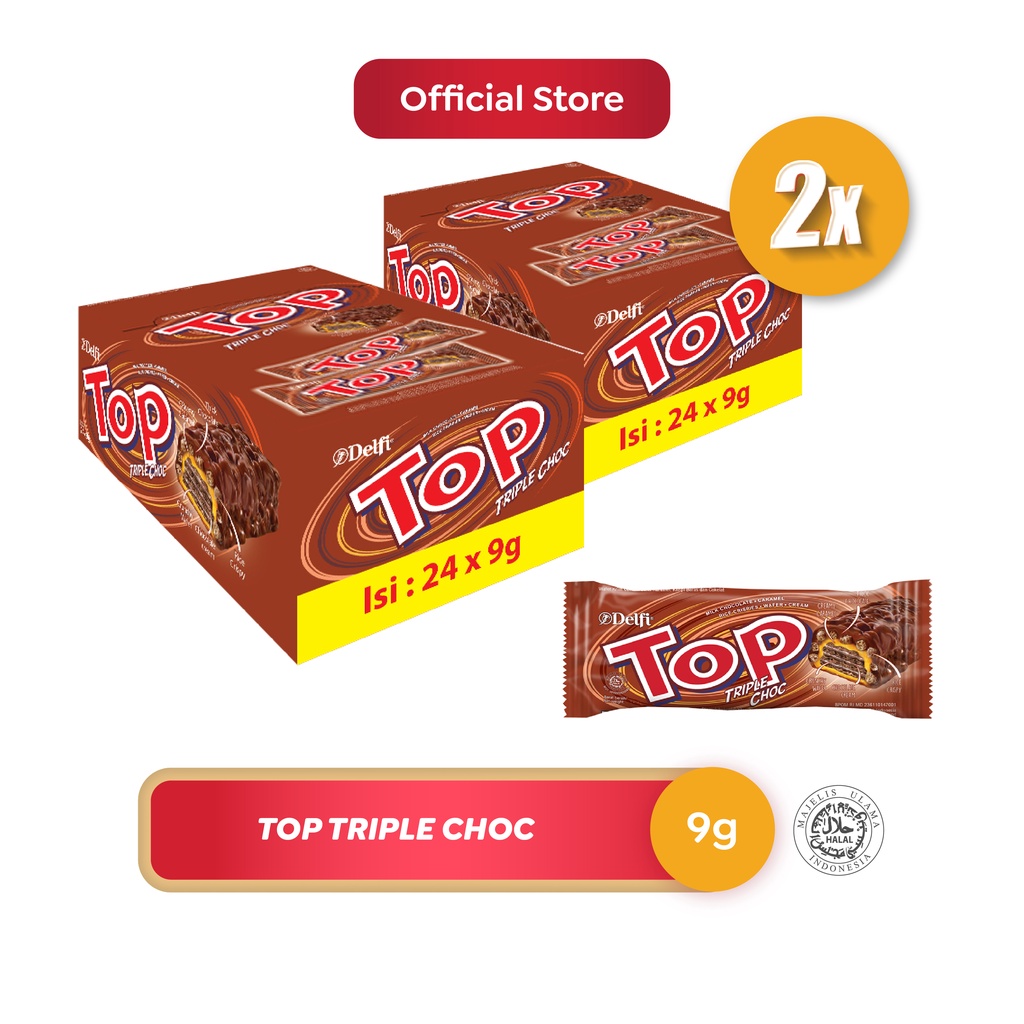 Jual Delfi Top Triple Chocolate 9 g Box - 2 x 24 Pcs | Shopee Indonesia
