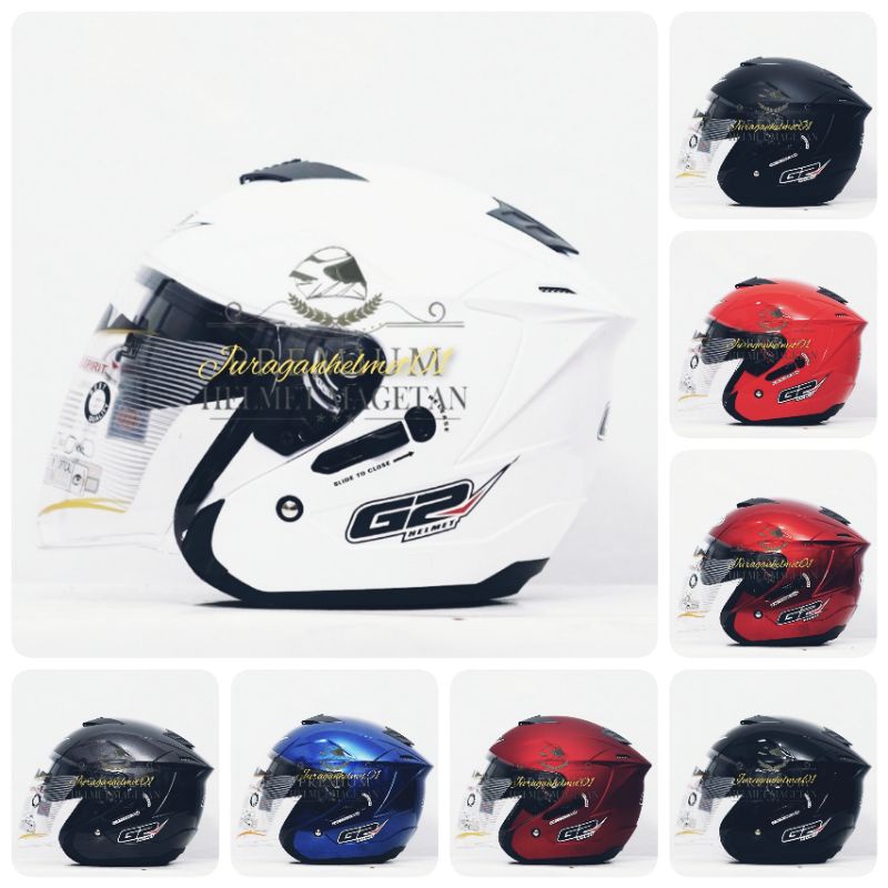 Jual helm half face g2 optimax polos kaca double visor | Shopee Indonesia