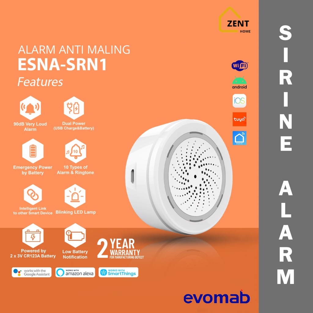 Jual evomab Siren Loud Alarm Smart Home Security Sirine Android iOS ...