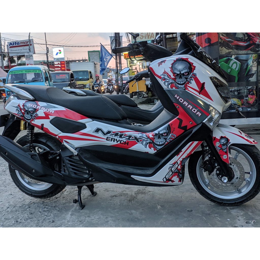 Jual Stiker Nmax Decal Full Body Premium White Skull Horor Glossy DNKZ ...