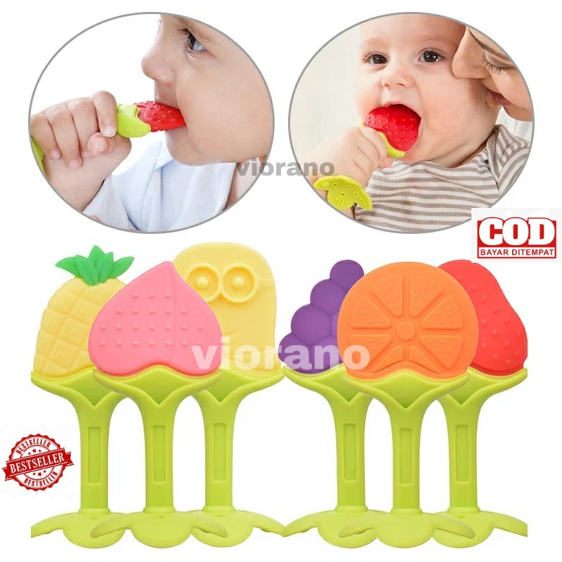 Jual Teether Baby Fruit / Mainan Gigit Bayi Motif Buah Aman / Empeng ...