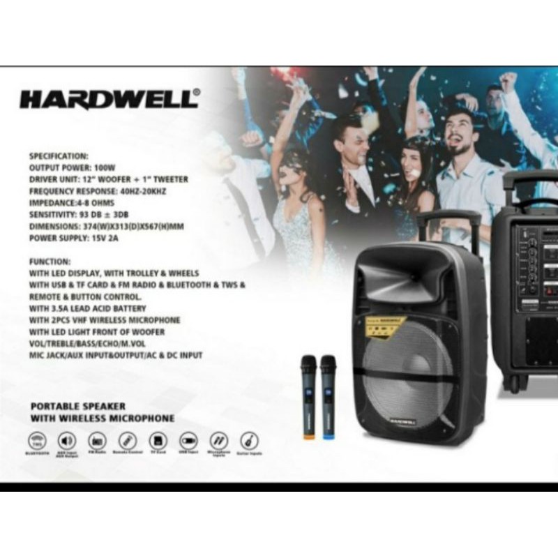 Jual speaker portabele wireless hardewell HF 12A/HF12A USB Bluetooth ...
