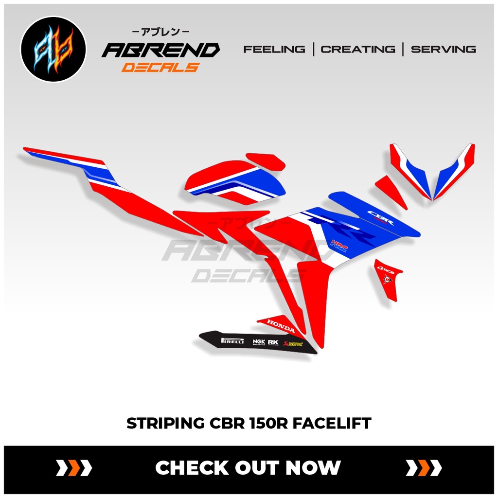 Jual Striping Cbr 150R Facelift HRC Tri Color / Stiker Motor Honda Cbr ...