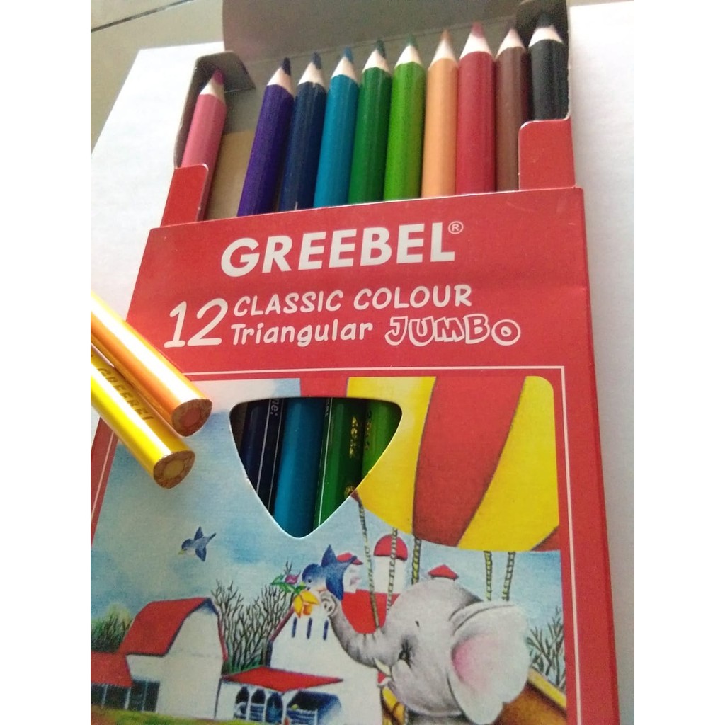 Jual GREEBEL 2812 Classic Colour pencil Triangular JUMBO 12 bisa untuk ...
