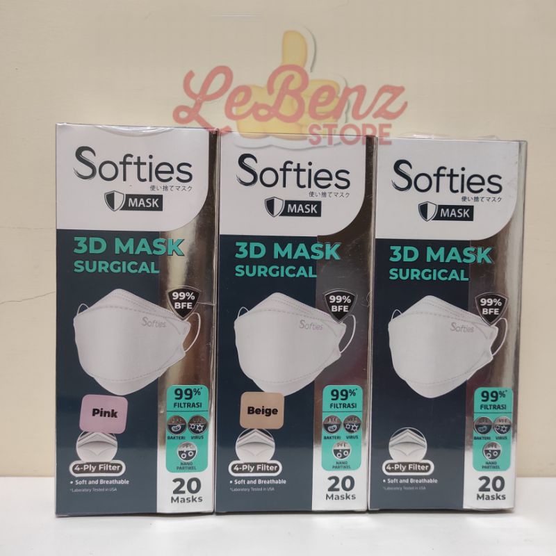 Jual Softies 3D Mask Masker Surgical 4 ply Filter Earloop Masker Medis ...