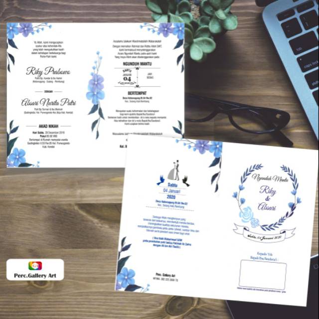 Jual Undangan Pernikahan Custom Desain Floral/Undangan Unik/Undangan ...