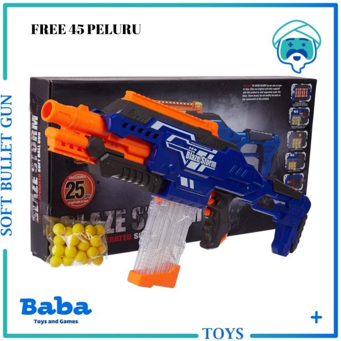 Jual Mainan Anak Pistol Tembakan Kokang Peluru Busa Nerf Soft Bullet ...