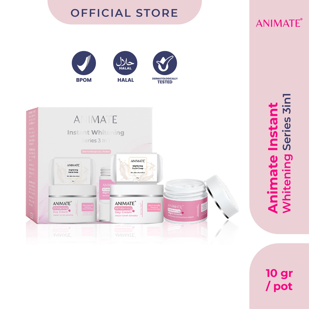 Jual Animate Instant Whitening Series 3in1/ Cream Pemutih Wajah / Paket ... Jual Animate Instant Whitening Series 3in1/ Cream Pemutih Wajah / Paket ...