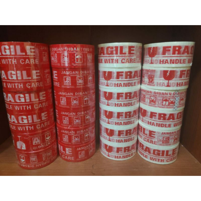 Jual Lakban fragile harga 6 biji / Isolasi solasi besar fragile ...