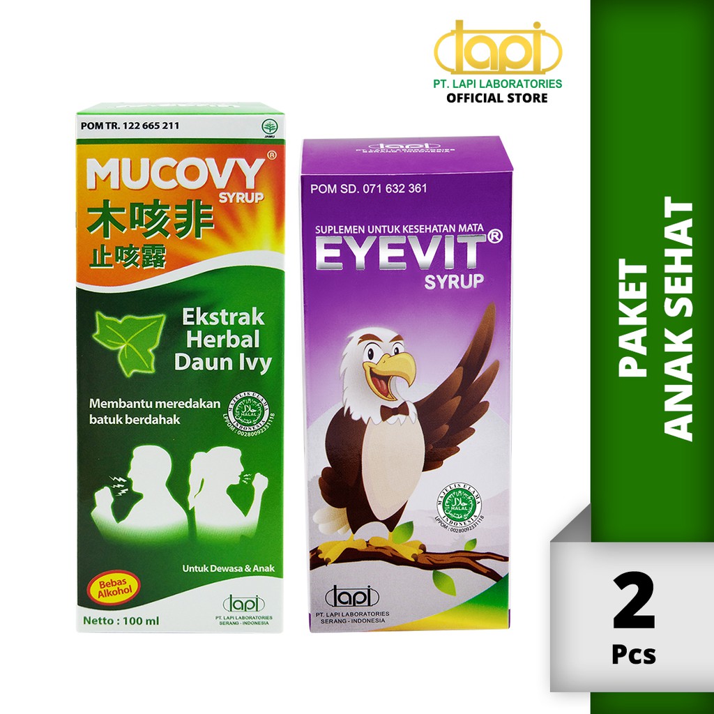 Jual Paket Anak Sehat - EYEVIT Syrup Botol isi 60ml & Mucovy Botol isi ...
