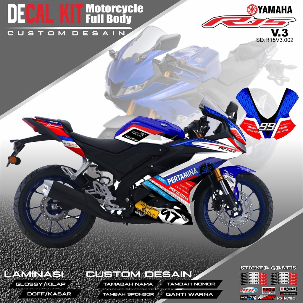 Jual Decal R15 V3 - Dekal Stiker Striping Fullbody Fullblock List ...