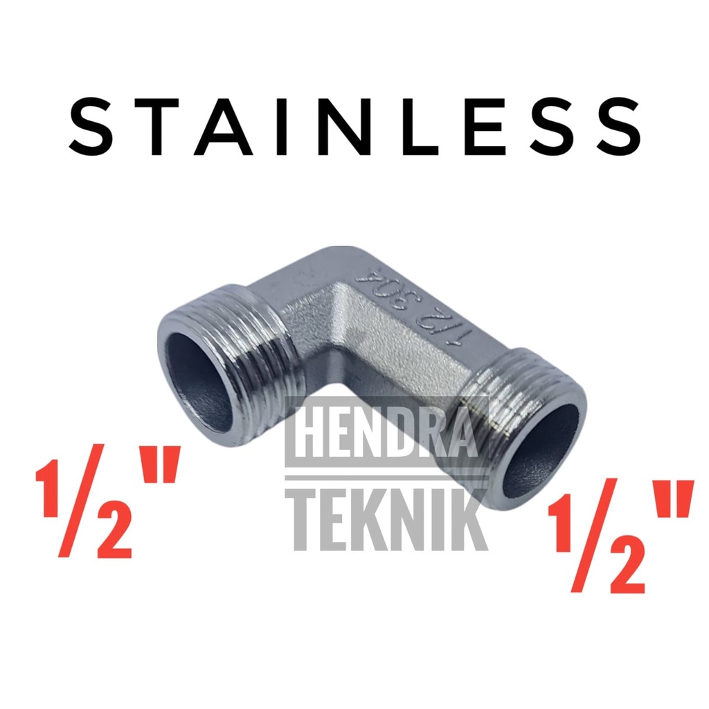 Jual FITTING KNEE DRAT LUAR 1/2 INCI STAINLESS SAMBUNGAN PIPA SETENGAH ...