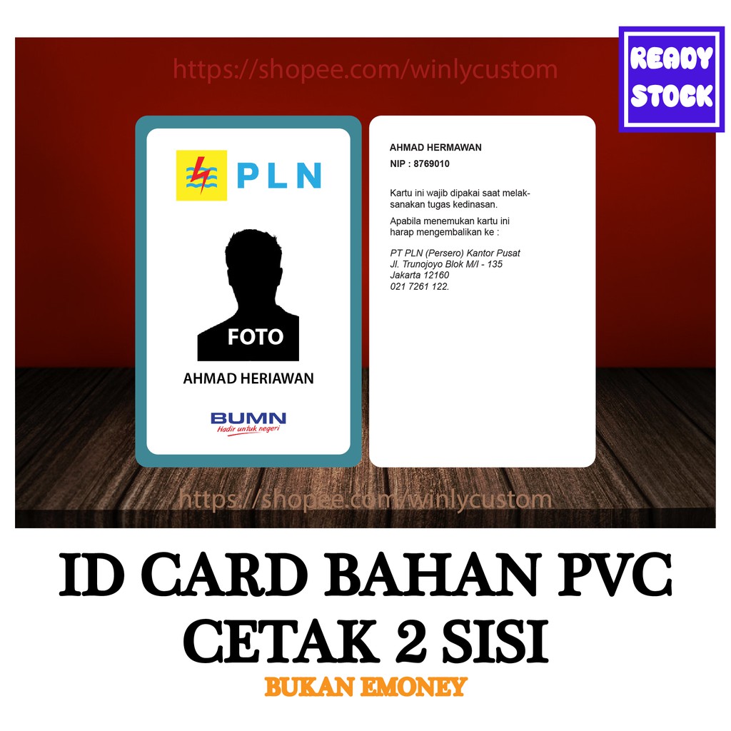 Jual CUSTOM KARTU PVC DESIGN ID CARD PLN BAHAN PVC - 2 SISI | Shopee ...
