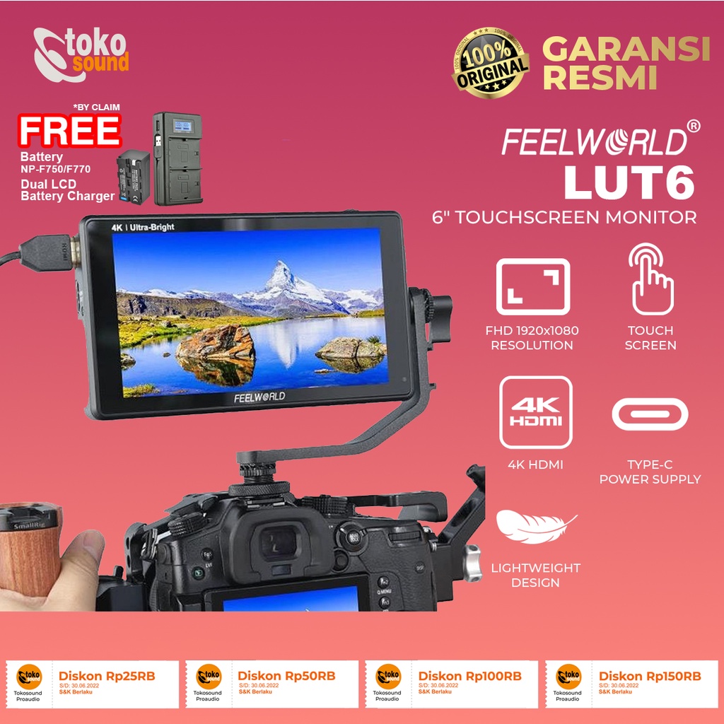 Jual FEELWORLD LUT 6 6 Inch Field Monitor 4K HDMI TouchScreen | Shopee ...