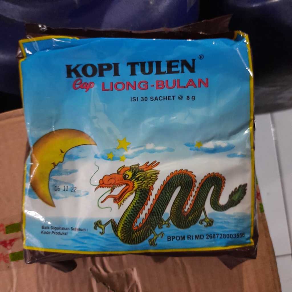 Jual Kopi Tulen Cap Liong Bulan tanpa gula 1 pack 20 sachet / Kopi ...