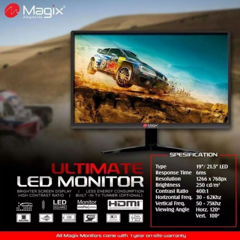 Jual MONITOR LED MAGIX / QWERTY 19 INCH HDMI + VGA termurah bergaransi ...
