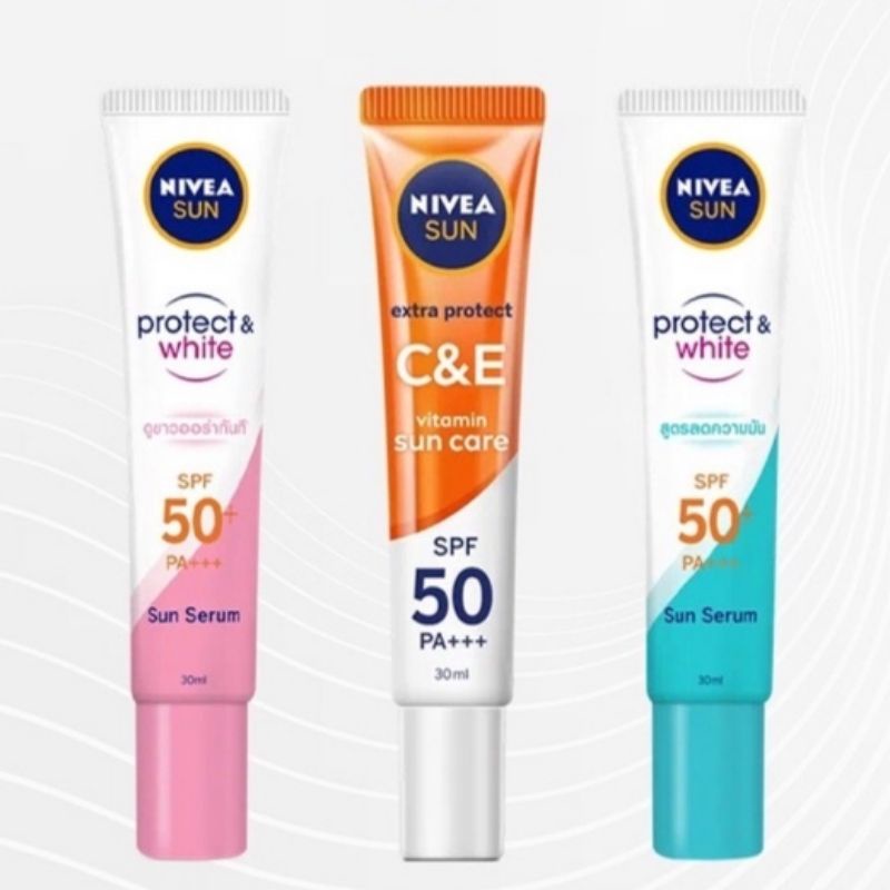 Jual Nivea Sunscreen Sun Face Serum Protect & White Oil Control Biru ...