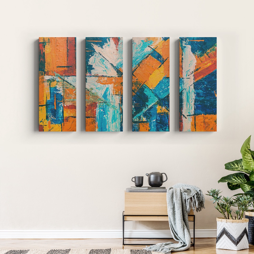 Jual Lukisan Panel Kanvas Motif Abstrak Warna Orange Biru Sangat Bagus ...