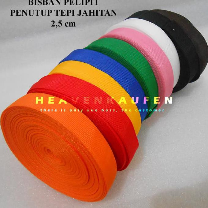 Jual Bisban Pelipit Penutup Bungkus Tepi Jahitan 2,5 cm Warna | Shopee ...