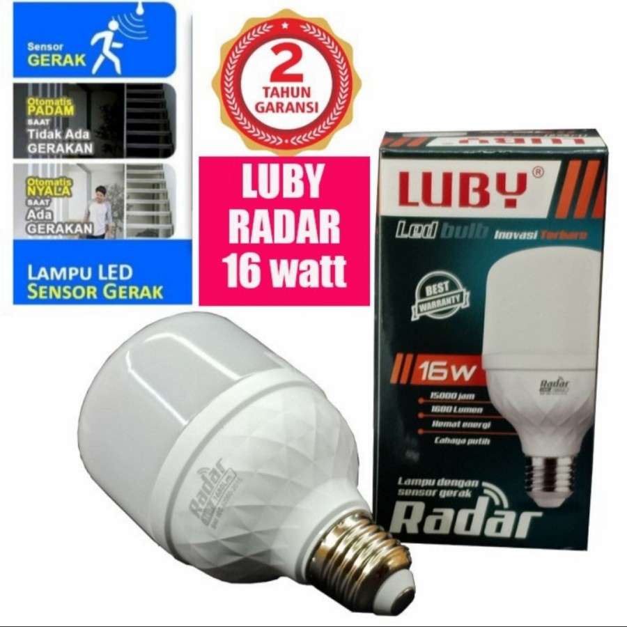Jual LUBY LAMPU RADAR LED 16 WATT CAHAYA PUTIH SENSOR GERAK OTOMATIS ...