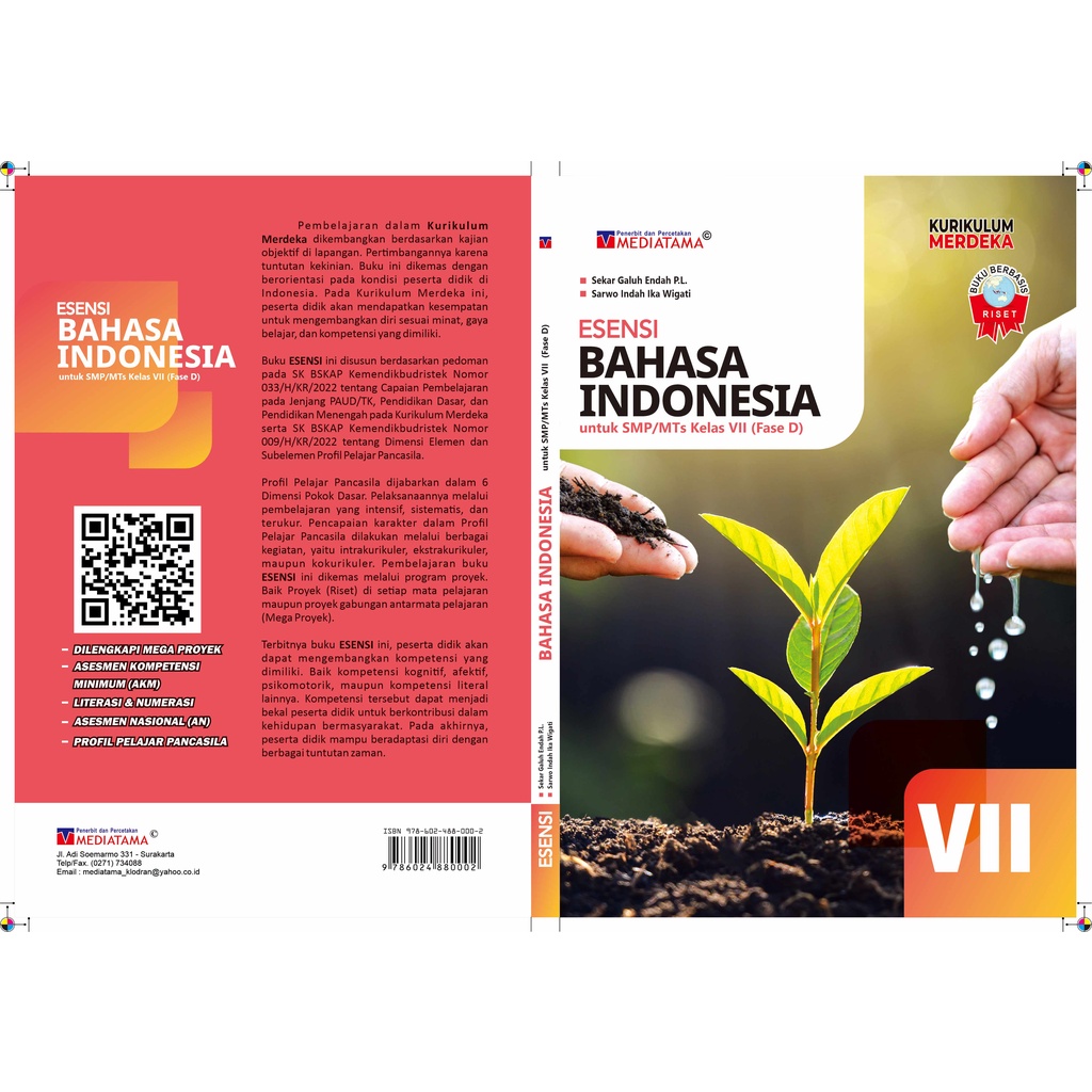 Jual ESENSI Bhs Indonesia SMP/MTs Kelas VII (Fase D) Kurikulum Merdeka Buku Berbasis Riset ...