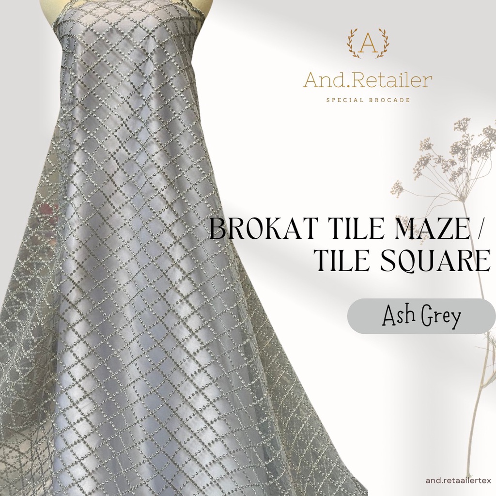 Jual Kain Brokat Tile Maze Tile Kotak Square Warna Abu Silver Ash Grey ...