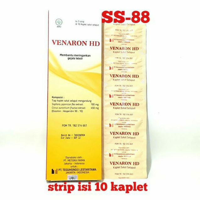 Jual VENARON HD ~ MERINGANKAN GEJALA WASIR (STRIP ISI 10 KAPLET ...