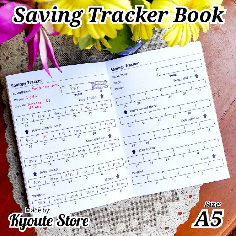 Jual Buku Saving Tracker Motivation Book Kyoute Catatan Tabungan Target ...