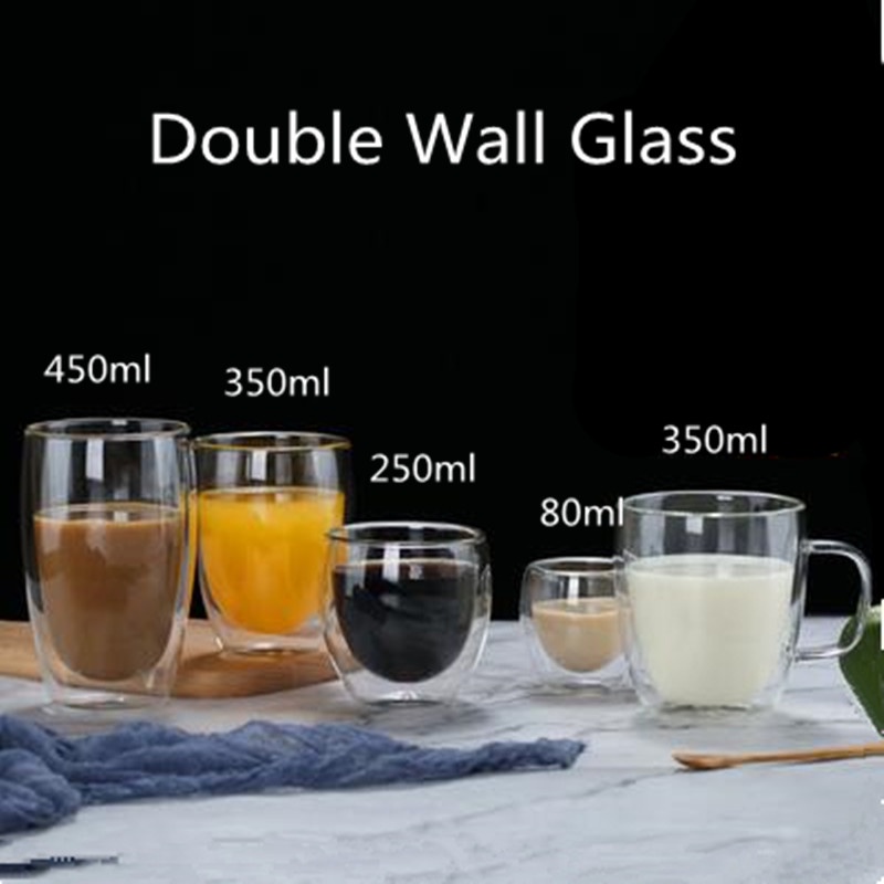 Jual Gelas Cangkir Kopi Teh Anti Panas Double Wall Coffee Tea Glass Mug | Shopee Indonesia