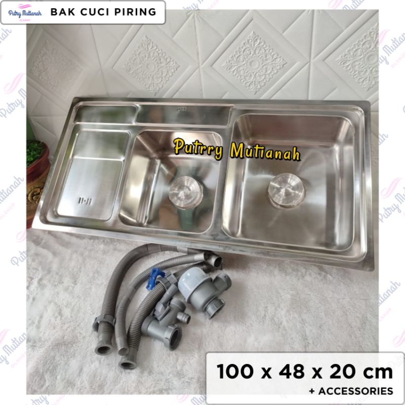 Jual Laris Bak cuci piring stainlles uk 100x48 wastafel cuci termurah ...