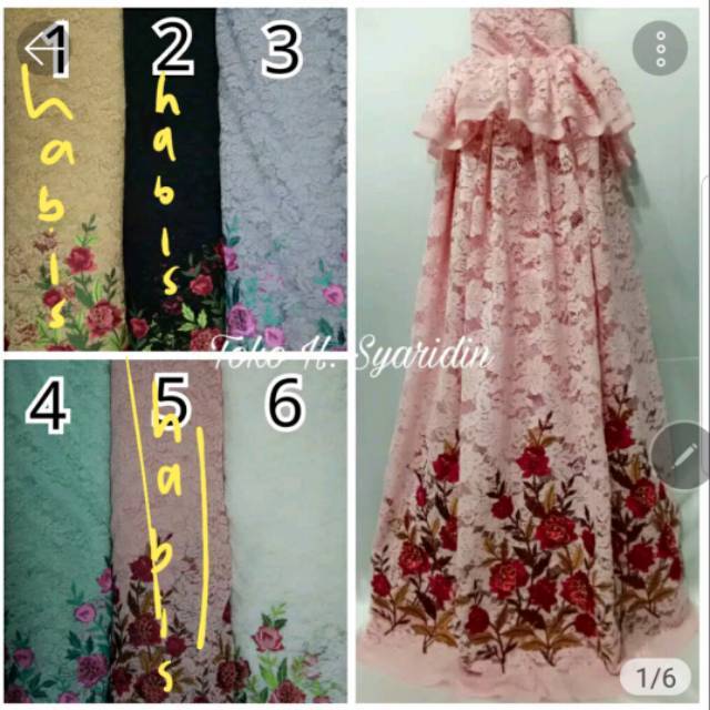 Jual Bahan Brokat Nagita Bunga Timbul / Kain Brukat Kebaya / Per Meter ...