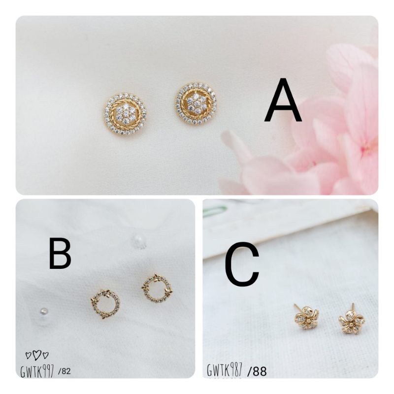 Jual Anting Tindik Xuping Wanita Model Minimalis Mata Zircon Lapis Emas 18k | Shopee Indonesia