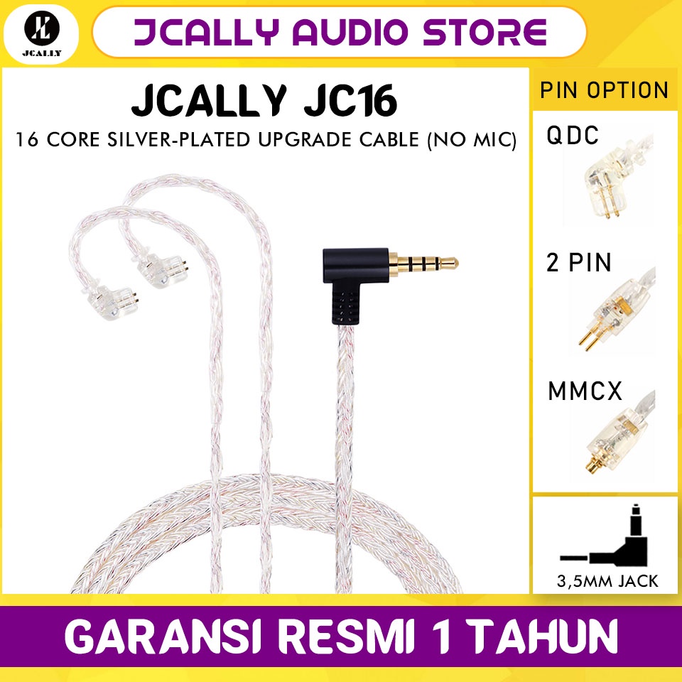 Jual JCALLY JC16s Silver Plated 16 Core No Mic Upgrade Cable Kabel ...