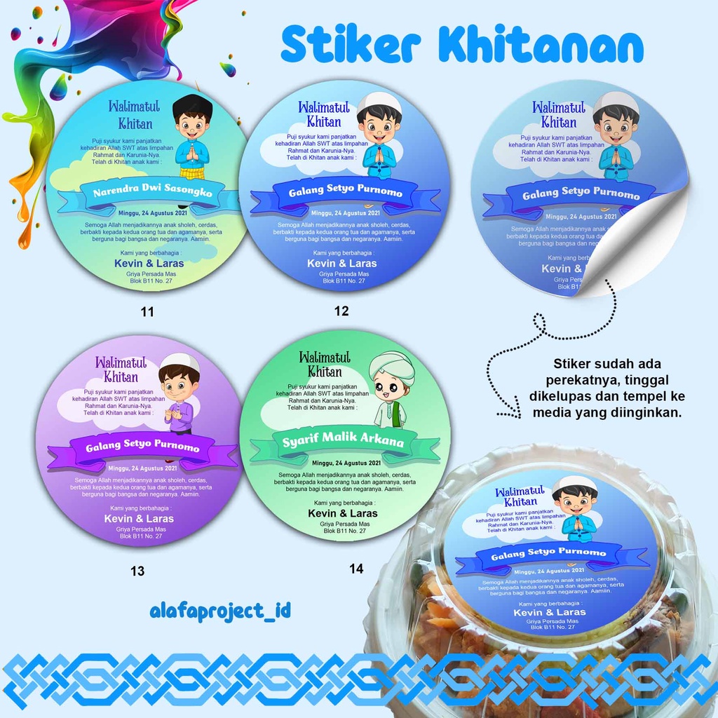 Jual AlafaProject 11-14 Stiker Khitanan Stiker Bulat Stiker Hampers ...