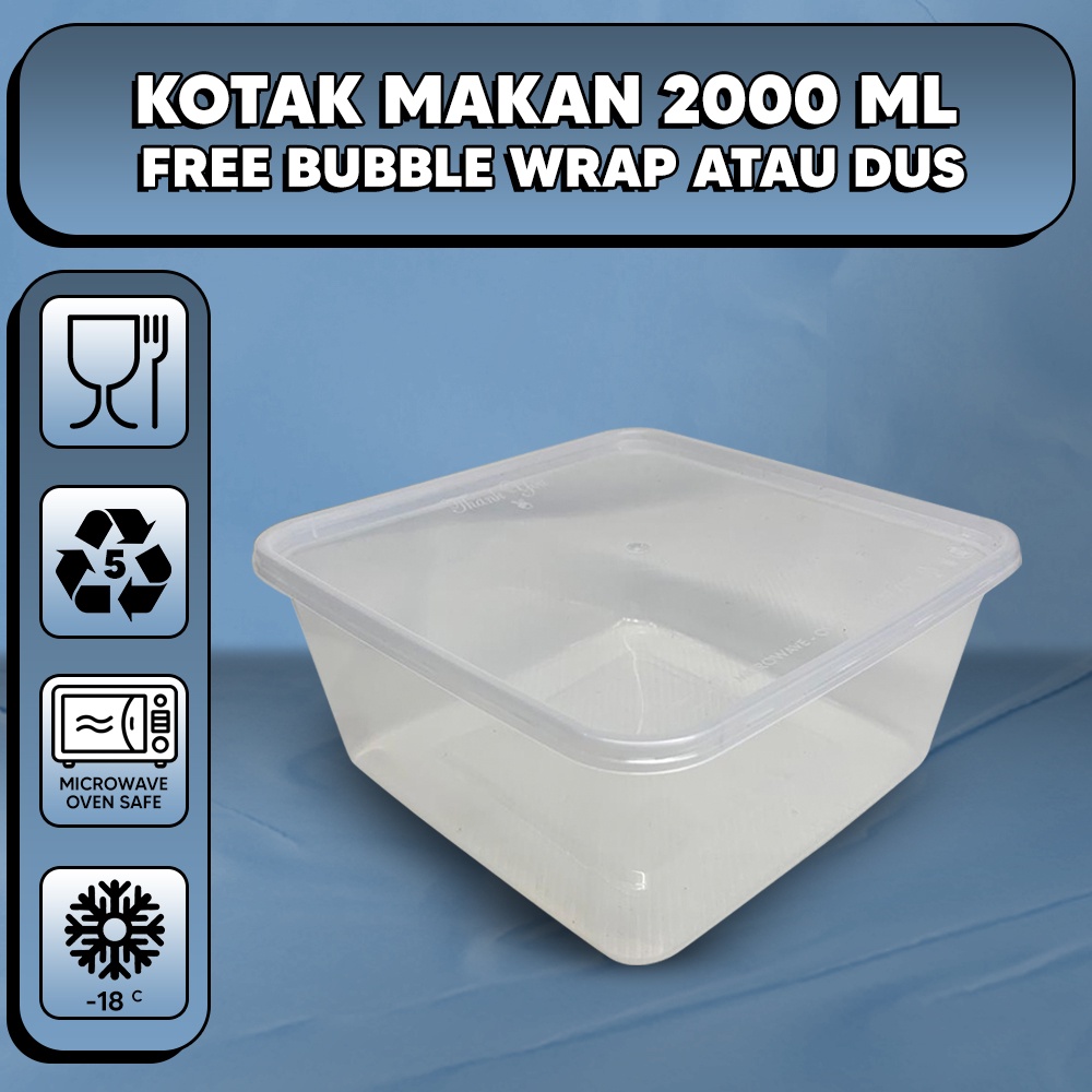 Jual Kotak Makan Plastik / Thinwall / Food Container - Kotak 2000ml ...