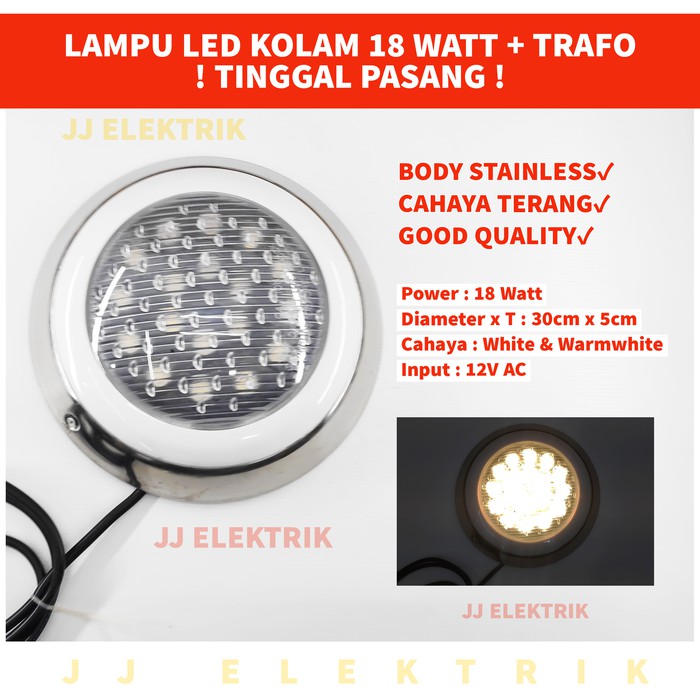 Jual Lampu Kolam LED 18W 18 Watt Stainless Steel + Trafo Swimming Pool ...