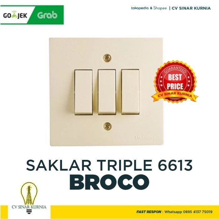 Jual Broco Saklar Triple 3G New Gee 6613 Cream Switch 3 Gang Standard ...