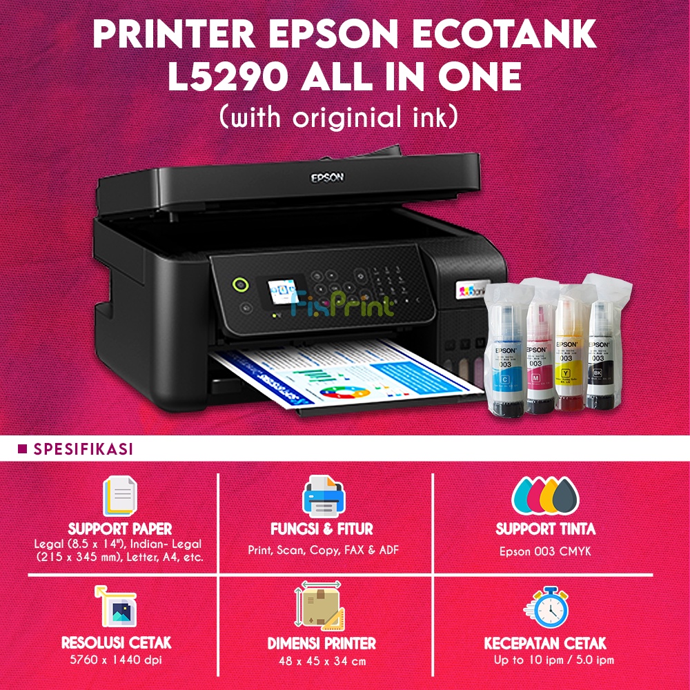 Jual Printer Epson L5290 Black / L5296 White WiFi Ink Tank EcoTank ...