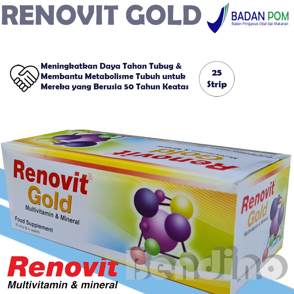 Jual Renovit GOLD Multivitamin & Mineral 25 Strip @ 4 Kaplet - Vitamin ...