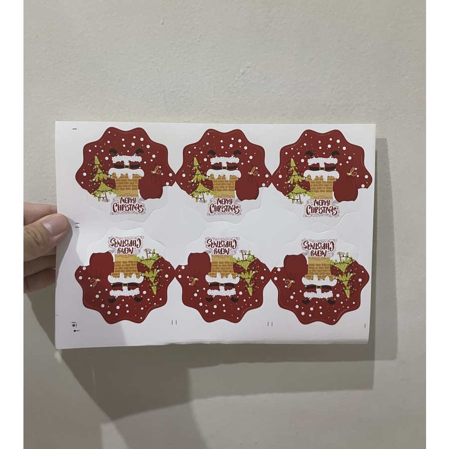 Jual Stiker Merry Christmas Red Santa Label Hiasan Toples Kue Kering ...