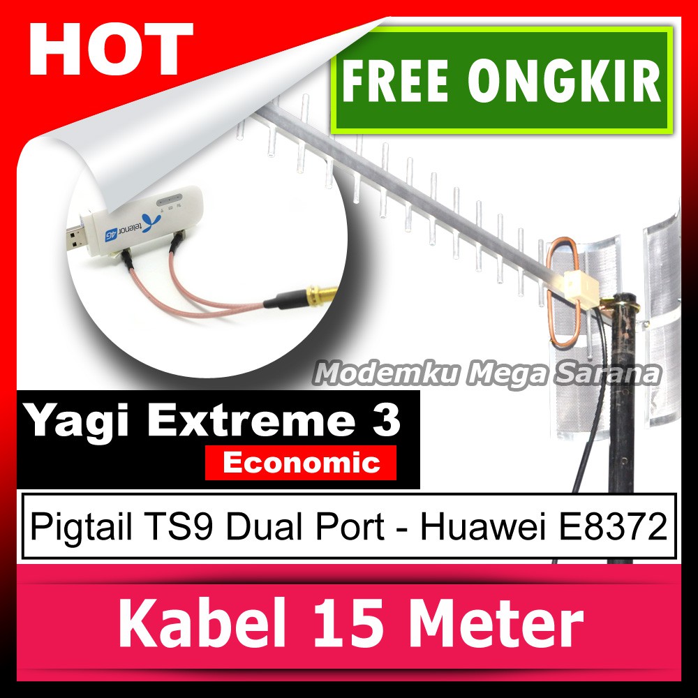 Jual Antena Penguat Sinyal Modem Huawei E8372 4G LTE | Yagi Extreme 3 Eco | Shopee Indonesia
