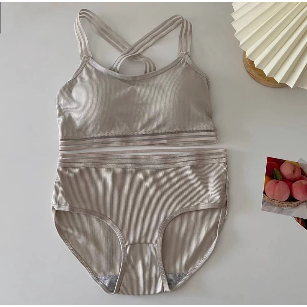 Jual Brasay Bra Set Wanita Bahan Model Tali Silang 1058 | Shopee Indonesia