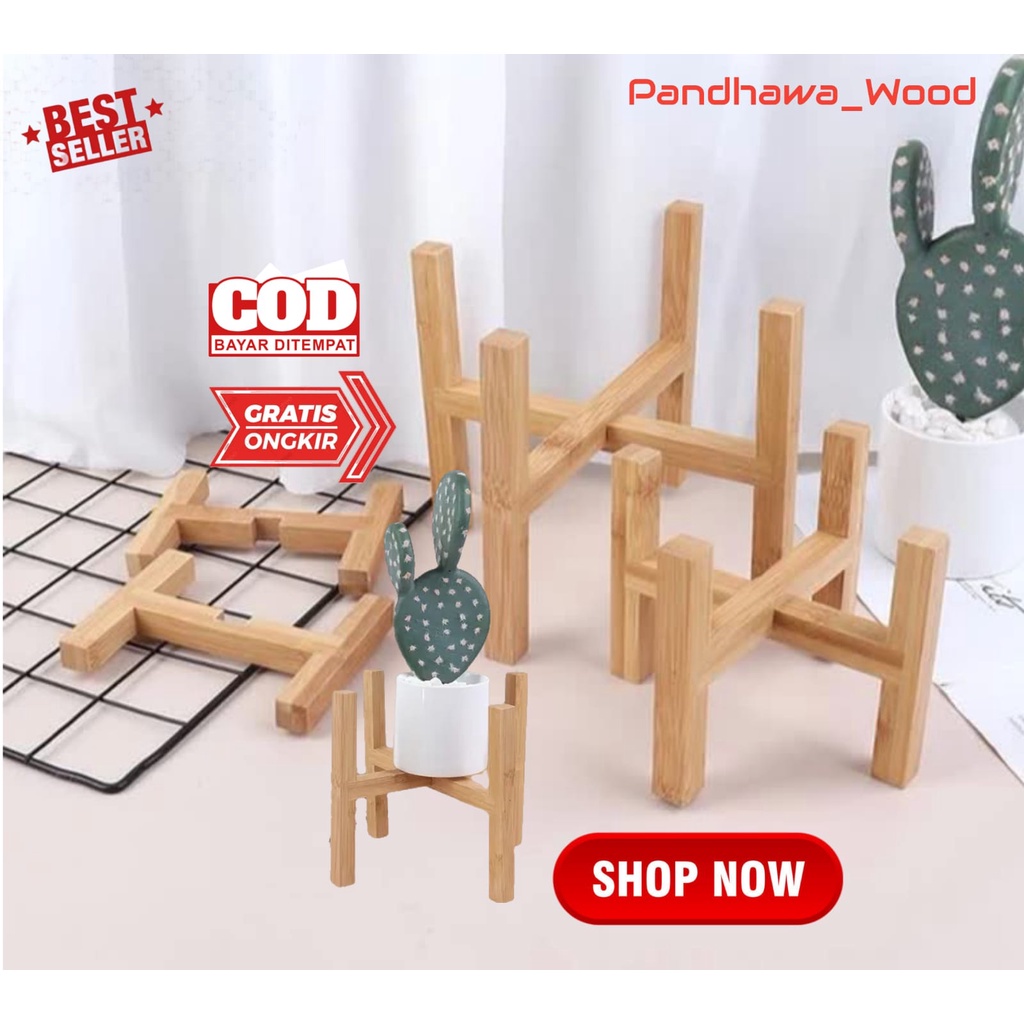 Jual Standing Planter Pot Kayu Tinggi 15cm / Tatakan Pot / Stand Rak ...