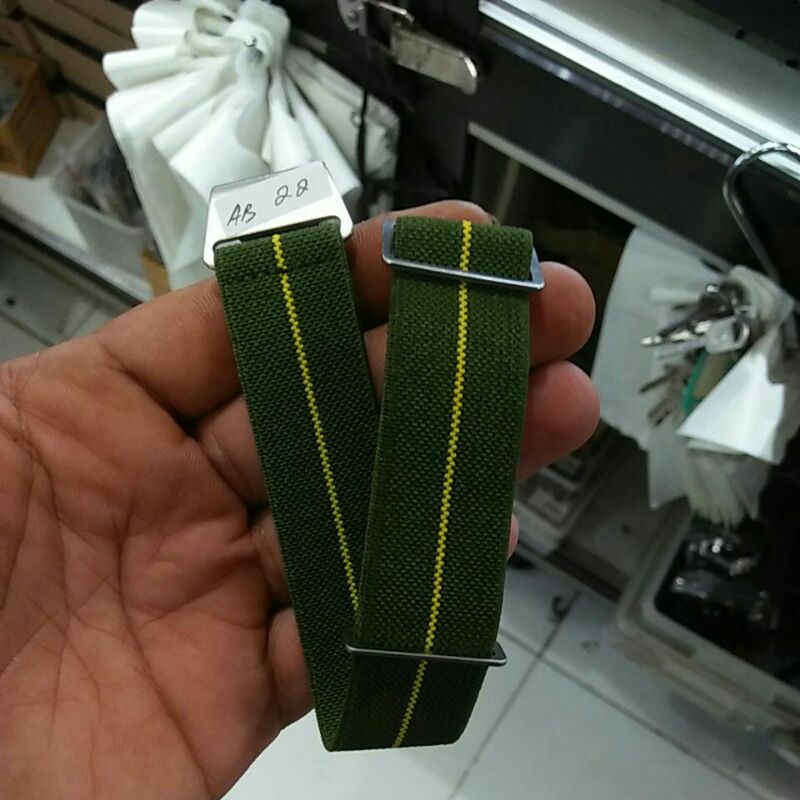 Jual strap tali zulu neylon melar warna hijau lis kuning ukuran 24mm/ 2 ...