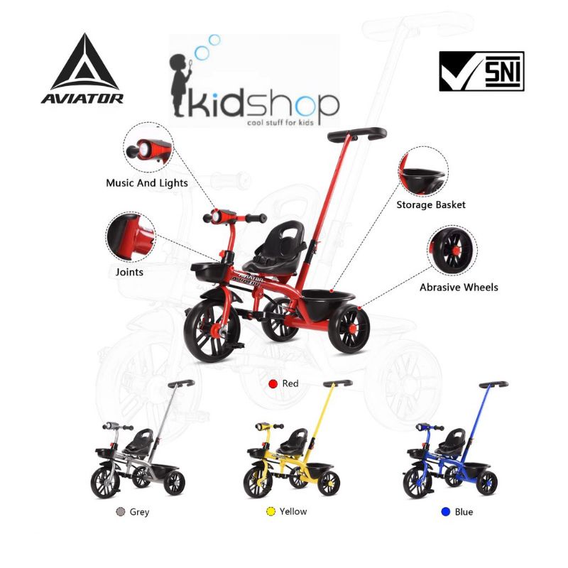 Jual [KID] Sepeda Roda tiga Anak Stroller Dorong AVIATOR by PACIFIC ...