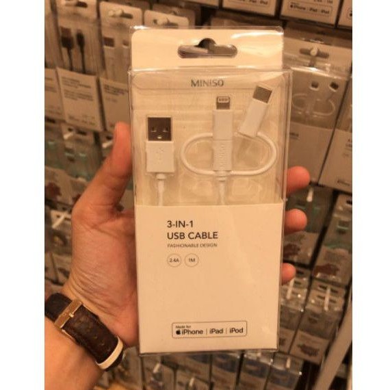 Jual MINISO 3in1 USB CABLE | Shopee Indonesia