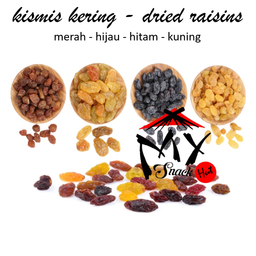 Jual KISMIS KERING 50GR DRIED RAISIN HITAM HIJAU MERAH KUNING RED DARK ...