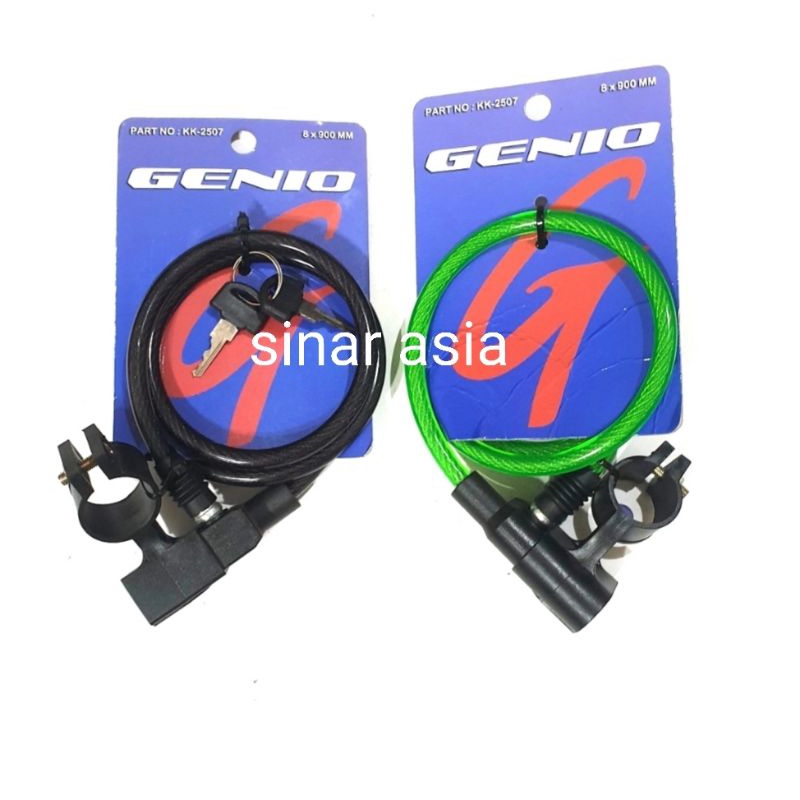 Jual Kunci spiral / kabel lock sepeda merk Genio ( diameter 8mm ...