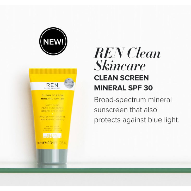 Jual REN CLEAN SKINCARE Clean Screen Mattifying Face Sunscreen SPF 30 - deluxe / travel / mini ...